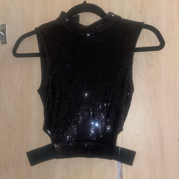 BCBGeneration | Tops | Bcbg Generation Sequin Crop Top Bandage Strap Cut Outs On The Bottom ...